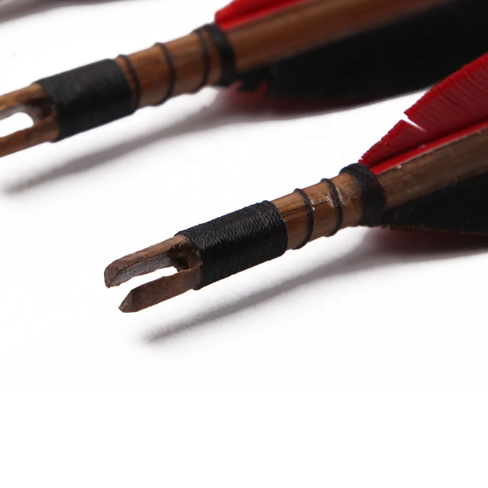 Archery Bambo Shaft Arrows Bullet Point Traditional Archery Recurve Bow ...