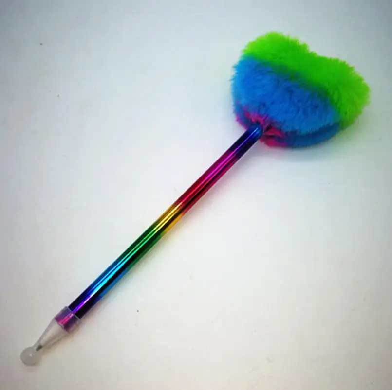 Plush Heart Pompom Ballpoint Pens Fuzzy Fluffy Pen School Office Girls ...