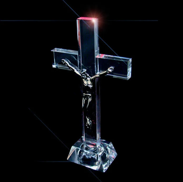 Jesus Christ Led Light Up Glass Standing Cross Mh-15045 - Buy Glass ...