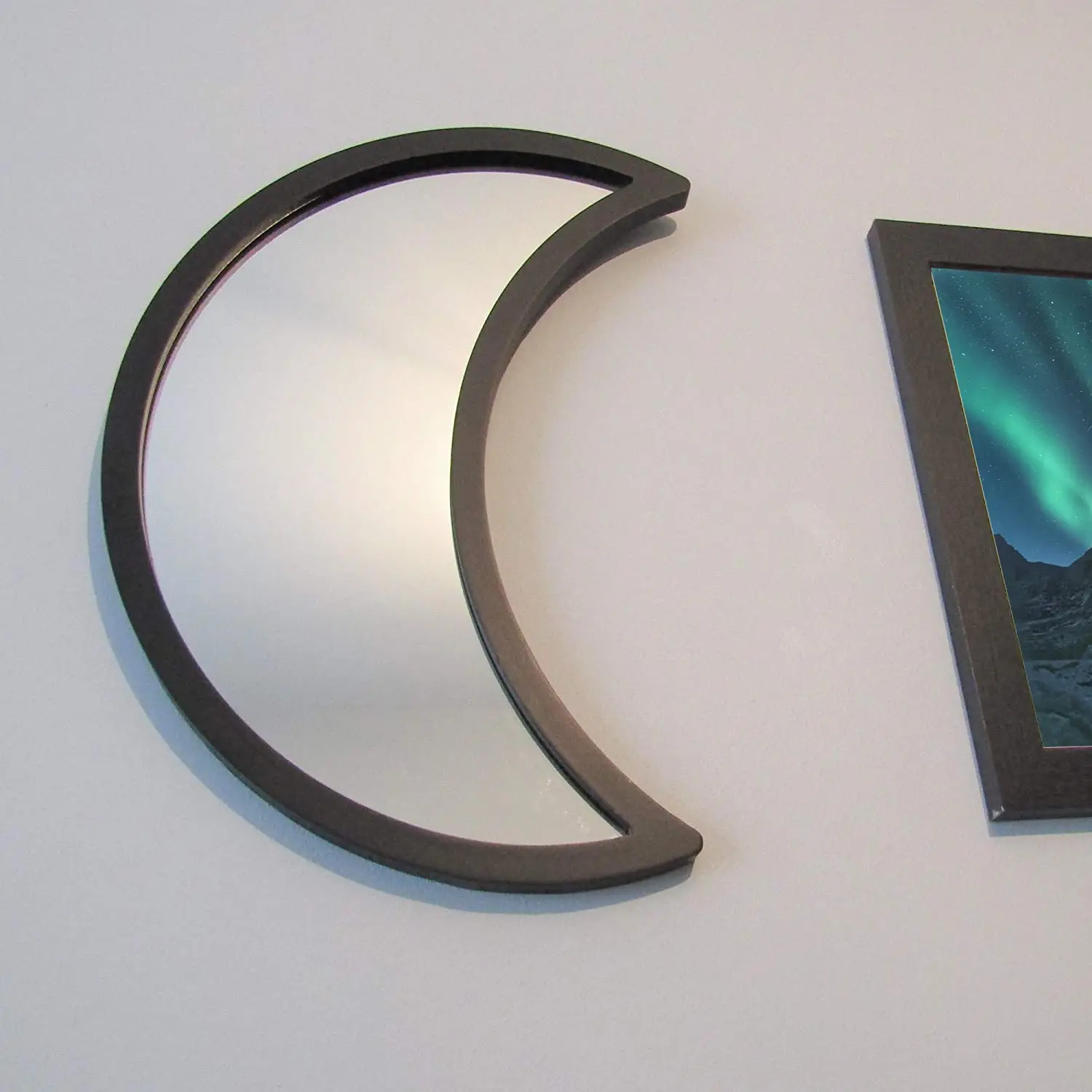 Wall Hanging Boho Room Decor Wooden Crescent Shaped Moon Mirror For ...