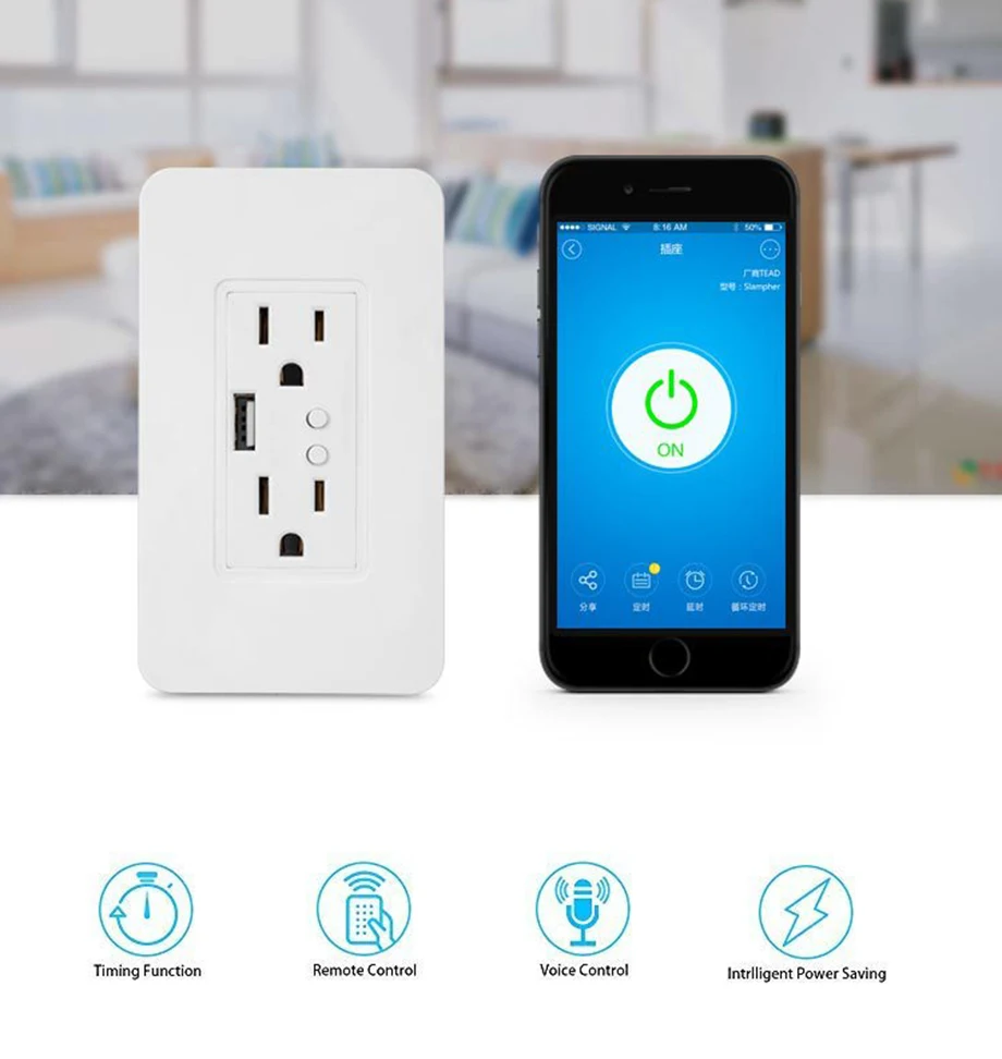 Smart Wifi Wall Outlets Us Electrical Plug Sockets With Usb Charger 15a ...