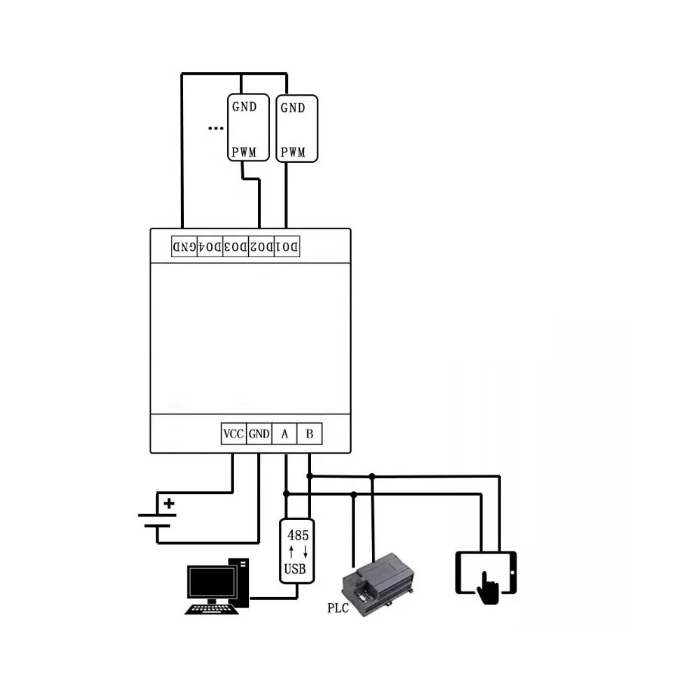 Taidacent RS485 Modbus RTU to 4CH PWM Frequency Converter