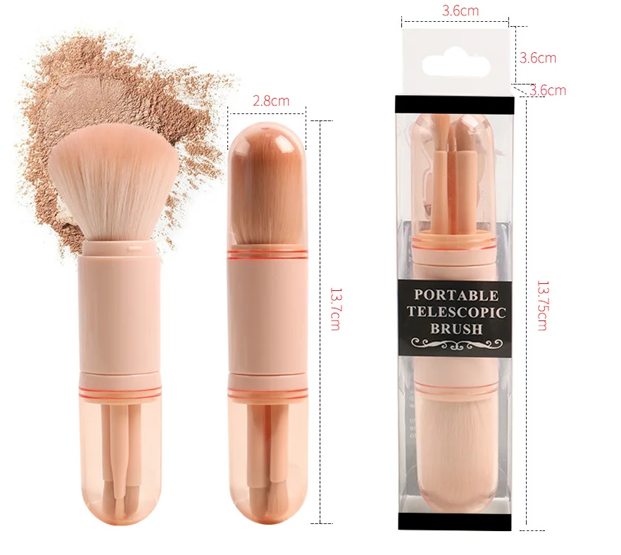 2020 New Style For Travel Double Side Makeup Brushes Retractable 4 In 1 ...