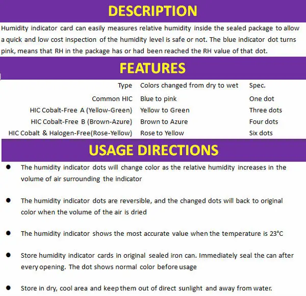 Color Changing Moisture Indicator Stickers for Electronics