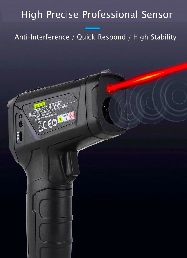 800C Pyrometer 2 in 1 K Type Thermocouple Laser Temperature Gun ...