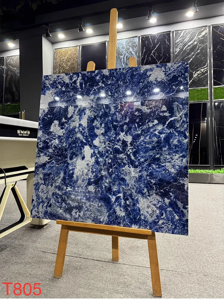 Blue Luxury Polished Slab Tiles 800x800 Non-Slip Living Room Hotel KTV ...