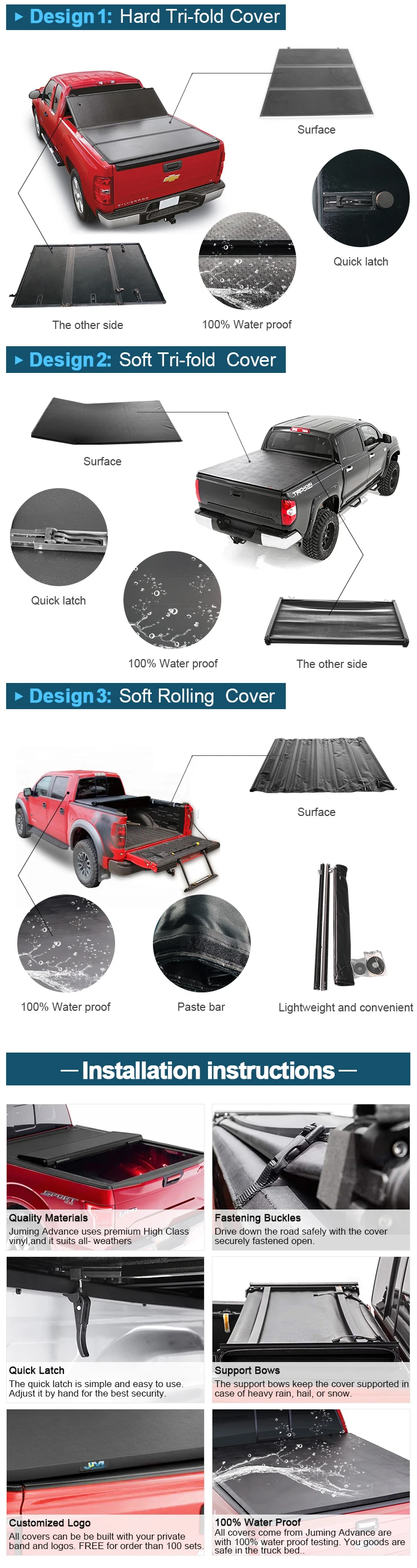 Tonneau Cover for Ford Ranger T6 T7 F150 XLT - Durable & Waterproof