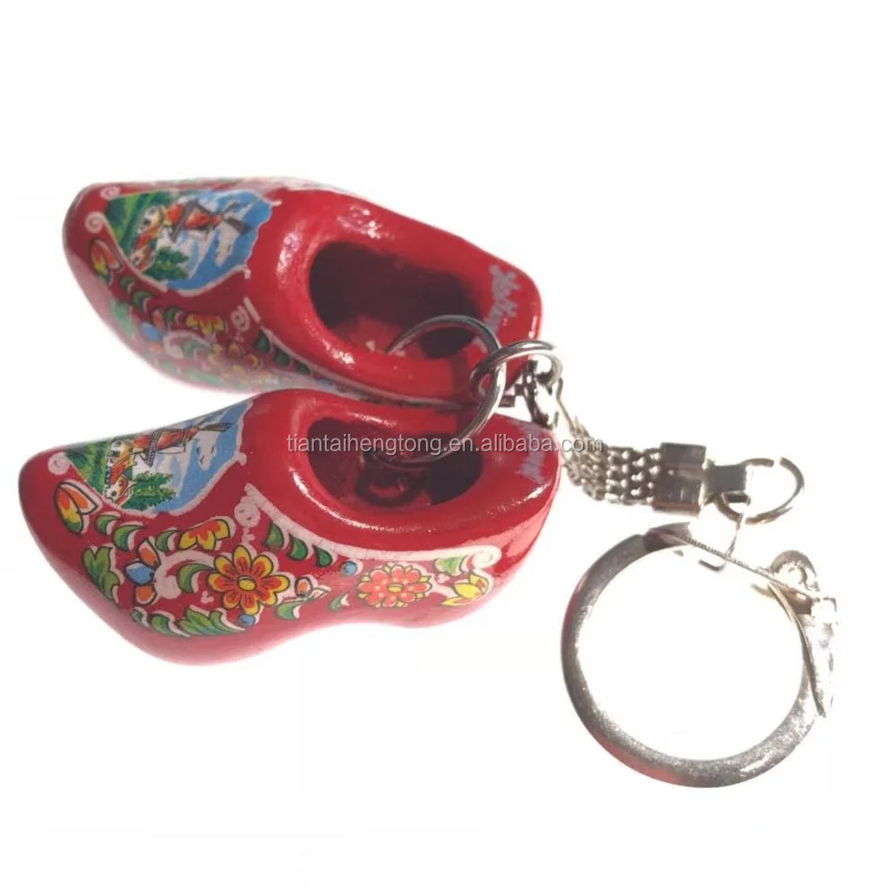 Red Wooden Shoe Keyring Dutch Shoe Key Chain With Custom Logo Craft ...