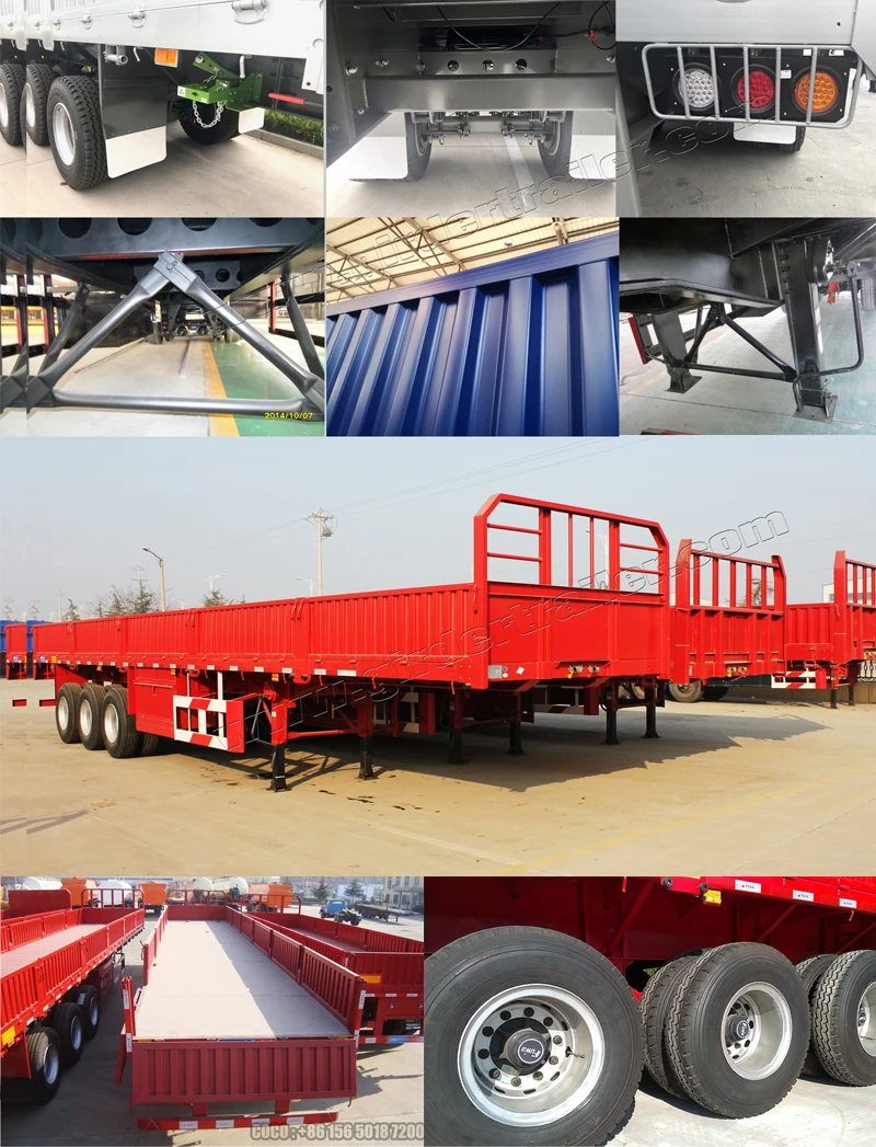 3 Axles Henred Fruehauf Type Suspension Flatbed Trailer