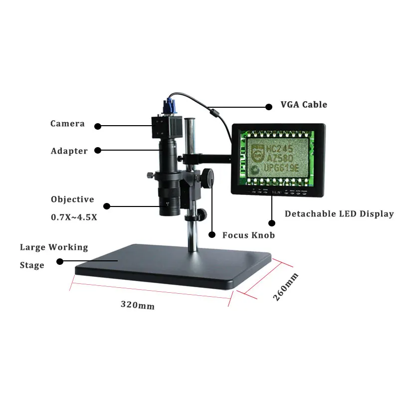 Digital Stereo Microscope Industrial Vga Industrial Camera Inspection ...