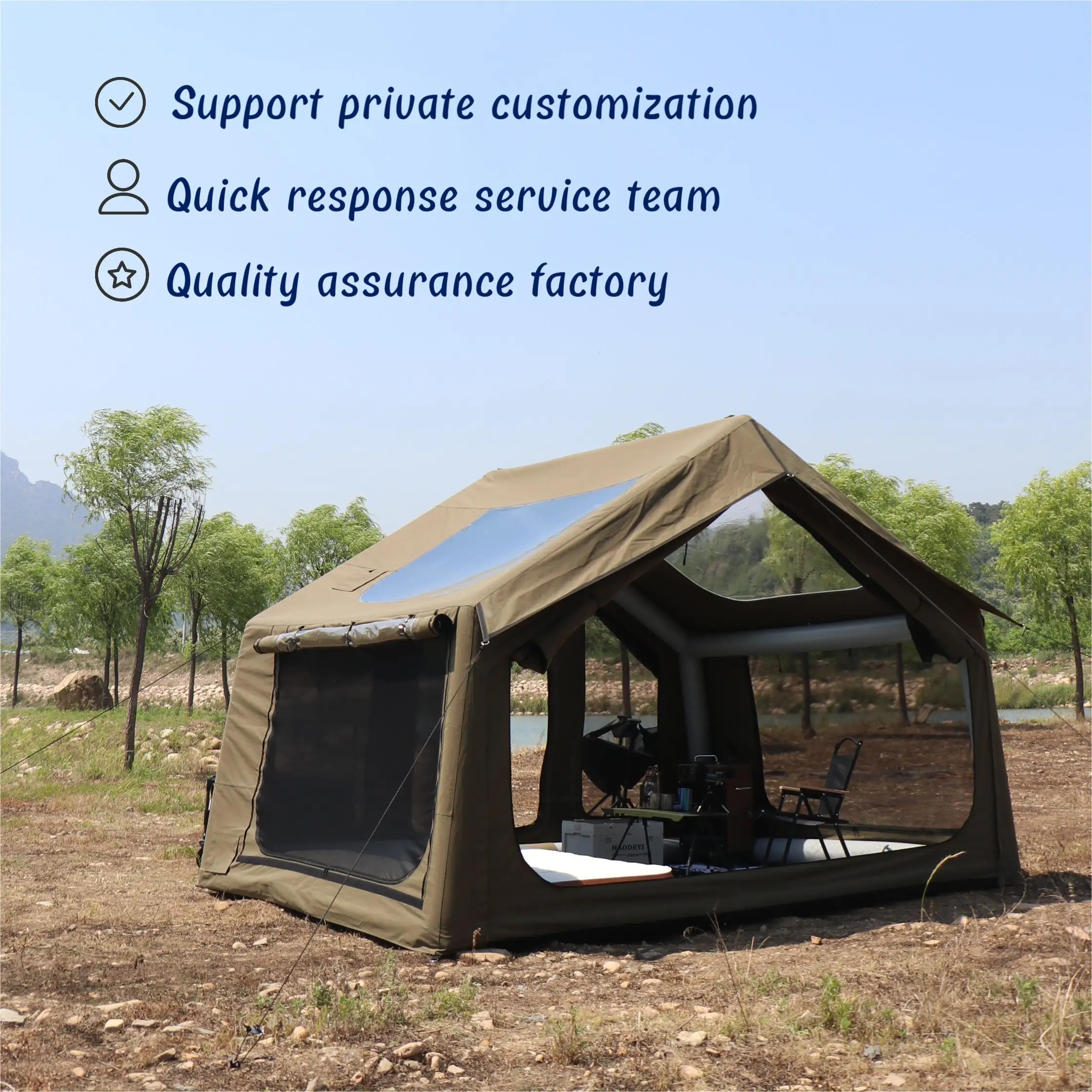 QX Camping Air Conditioned Air Beam House Inflatable Tents