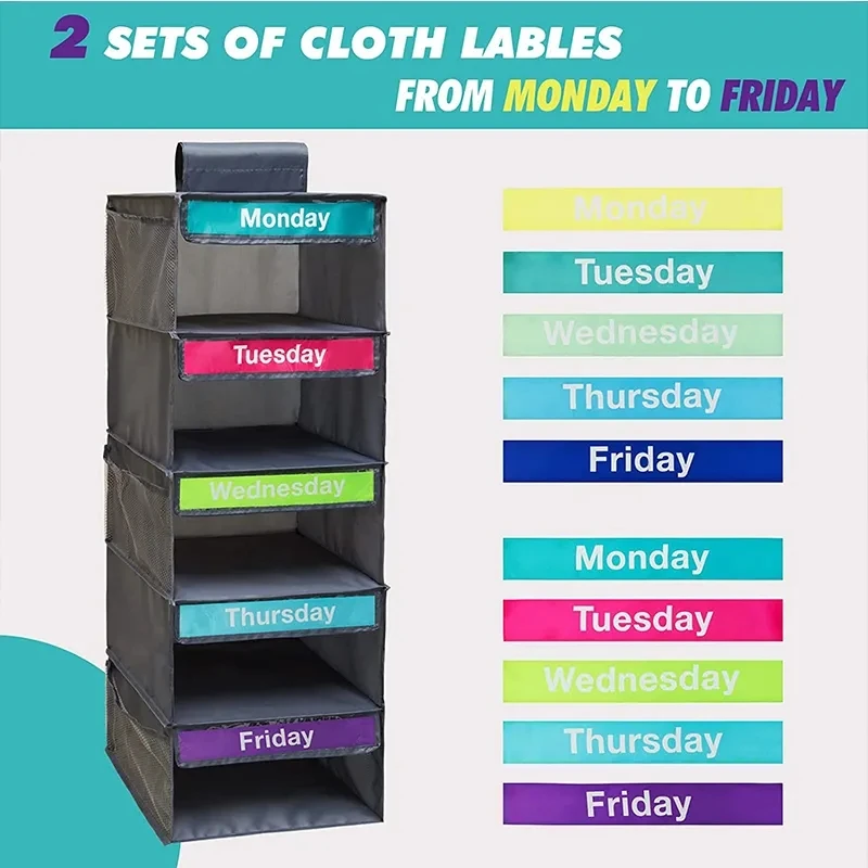 5-shelf Weekly Clothes Organizer For Kids School Clothes Organizer Kids ...