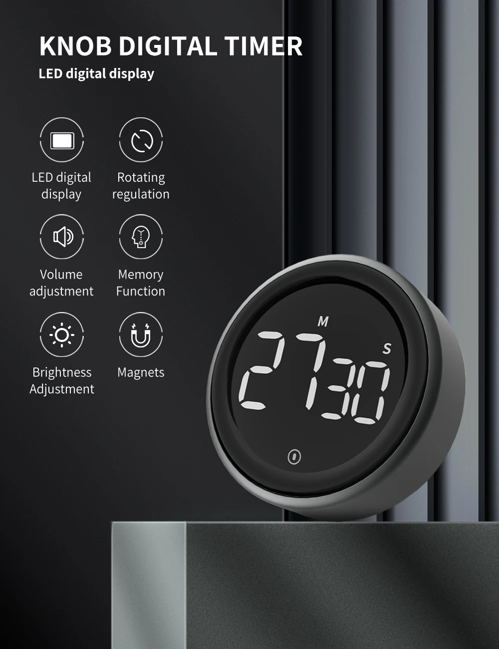 NEW Arrival HAPTIME Knob Digital Kitchen Countdown Timer Magnetic LCD ...