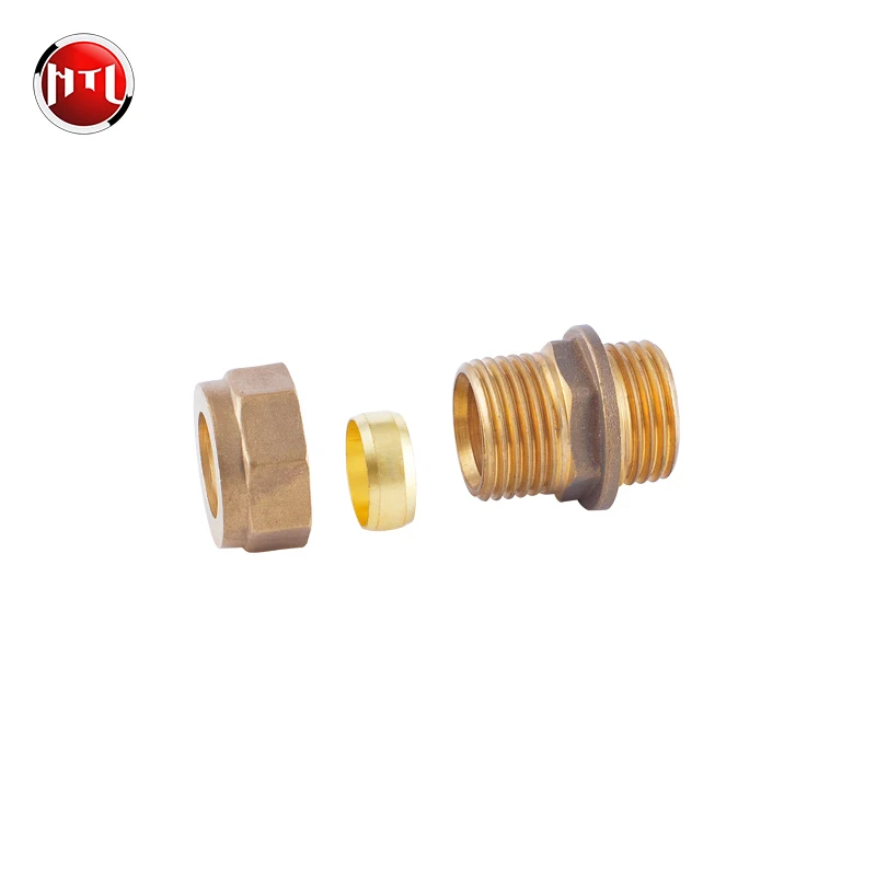 Htl Brass Compression Fitting For Copper Pipe Straight Male Connector ...