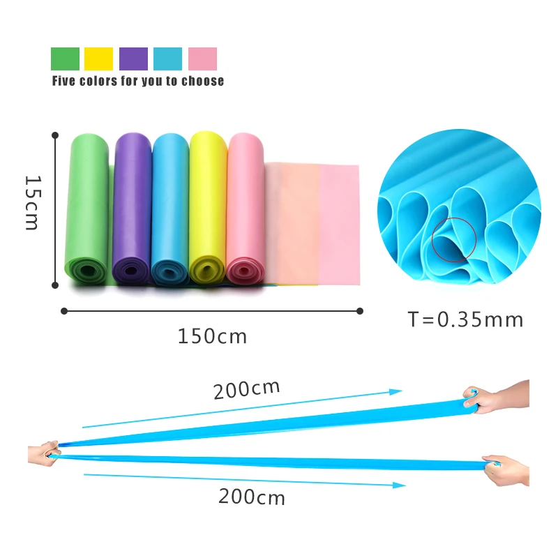 Long Fitness Stretch Exercise Rubber Natural Latex Gym Yoga Bands