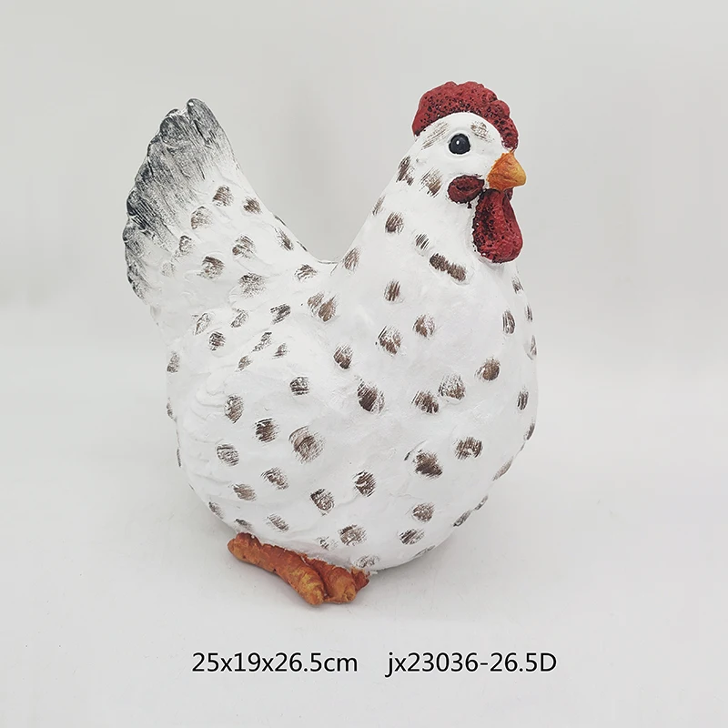 Poly Resin Material White Color Hen Ornament Farm Animal Outdoor ...