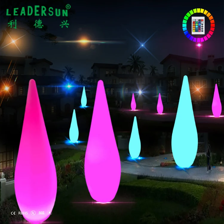 Modern Cordless Waterdrop Shape RGB LED Garden Lamp