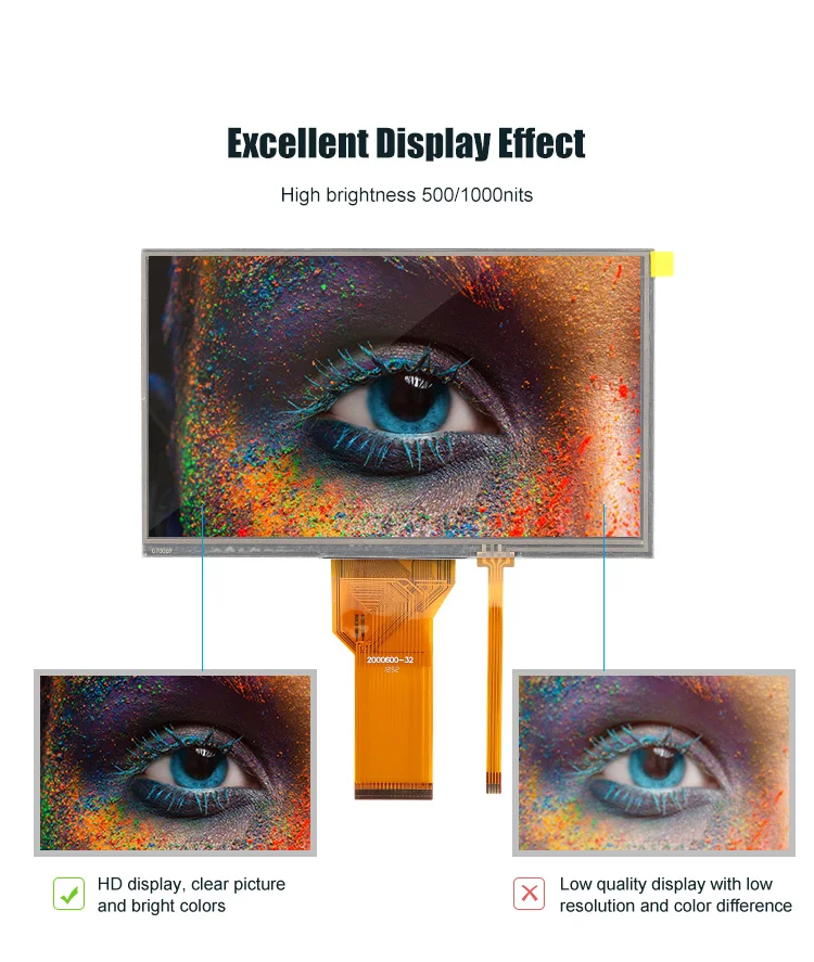 Outdoor High Brightness 1000 Nits 7 Inch TFT LCD Module