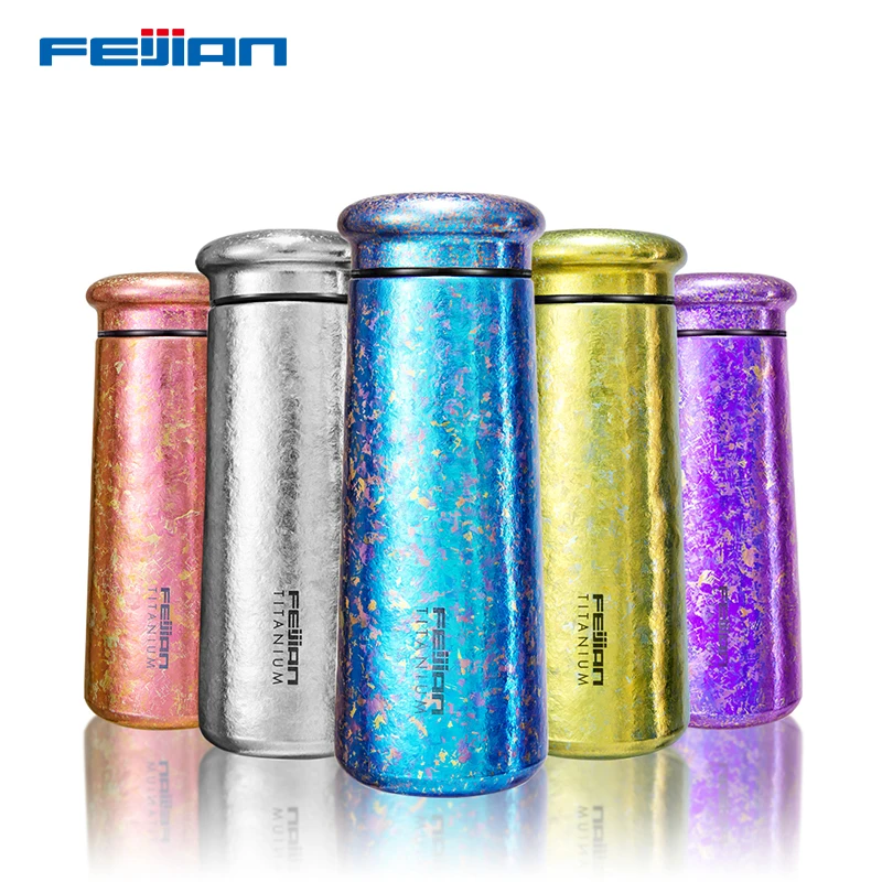 Feijian 280ml Titanium Thermos Bottle Oxidized Crystal Surface Vacuum ...