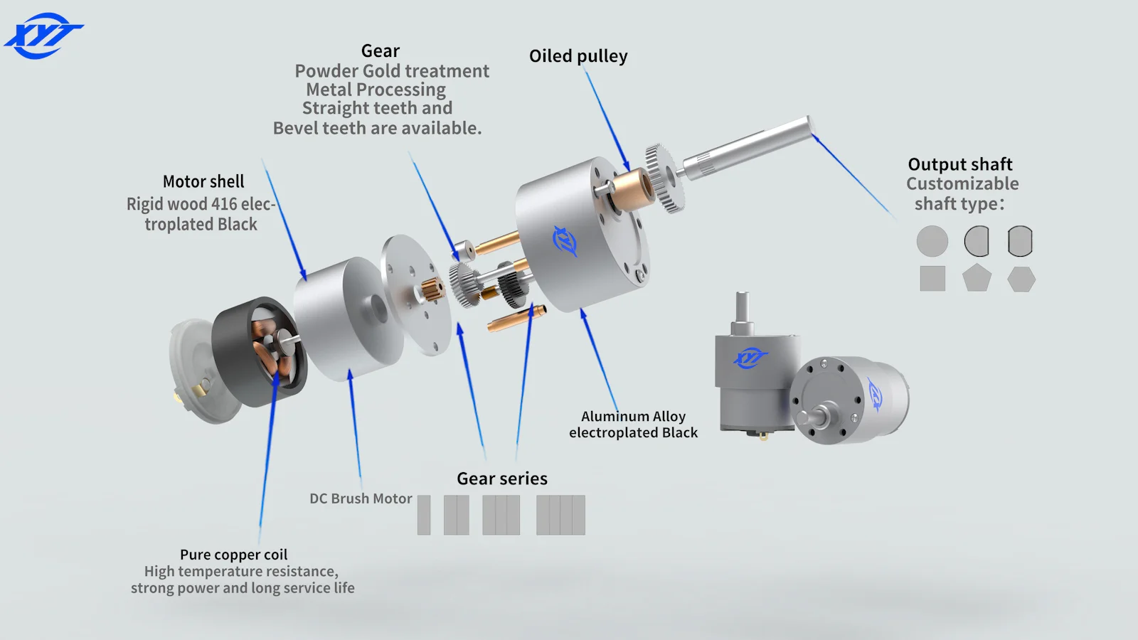 37mm 555 Pmdc 12v 24v Long Life And Low Noise 37gb555 Dc Miniature ...