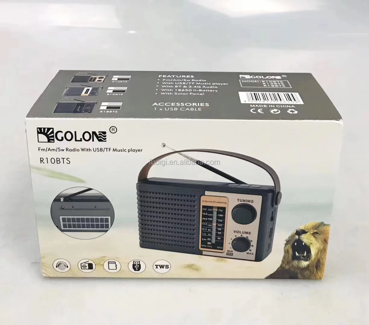 GOLON R10BTS Portable Radio - Retro Style with MP3 Play