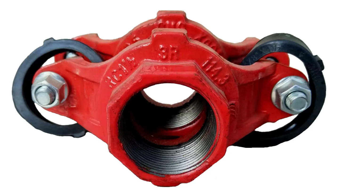 Mechanical Four-way Pipe Fittings Ductile Iron Internal Thread Groove Connection Head Casting ...