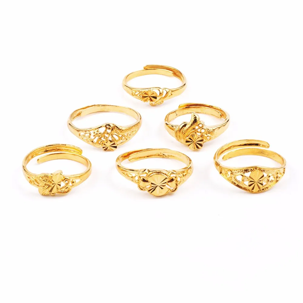 10 Pcs/lot Dubai Wedding Ring For Women Ramadan Middle East Gold Color ...