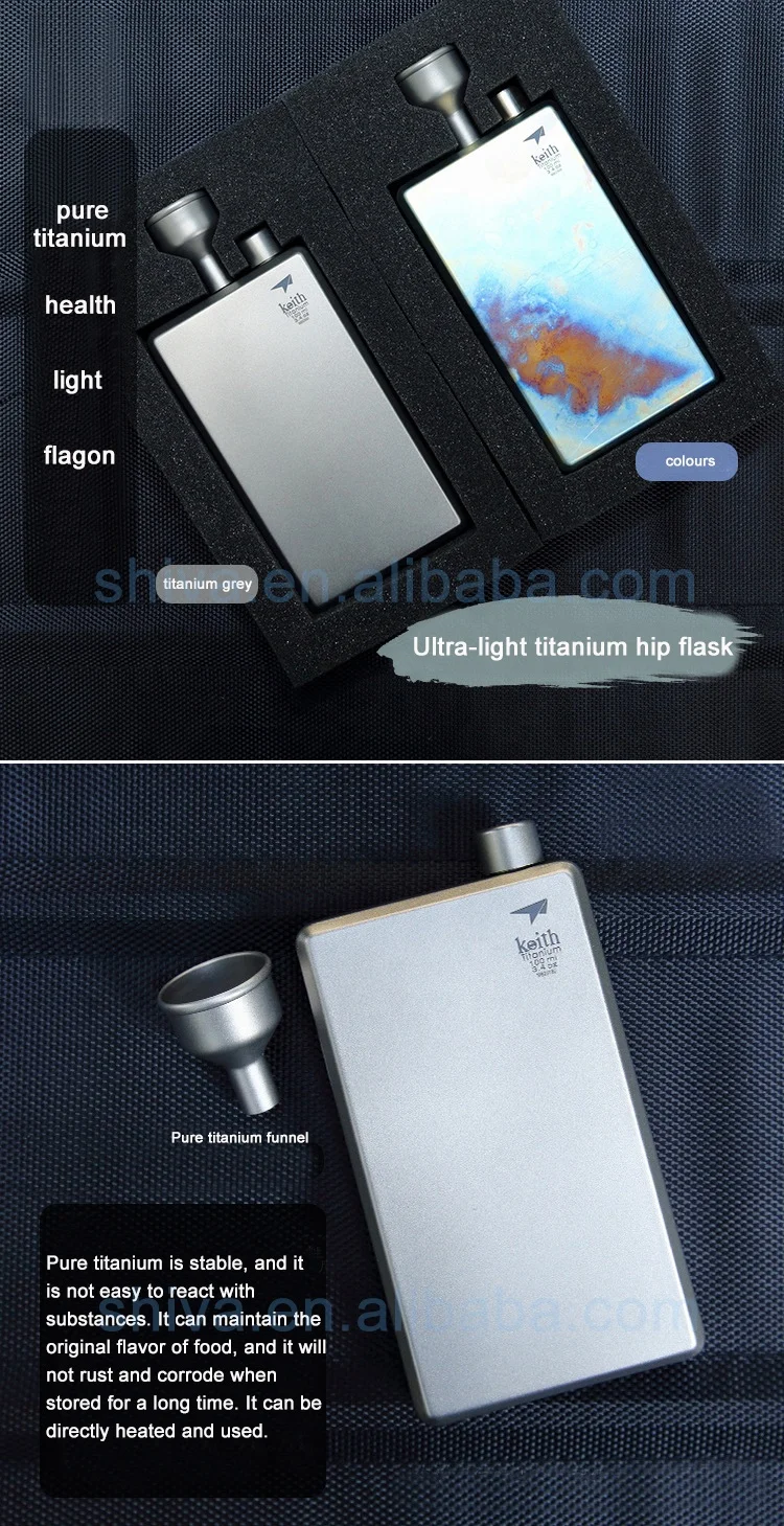 Outdoor Camping Titanium Hip Flask Wine Bottle 100ml 200ml Ultralight ...