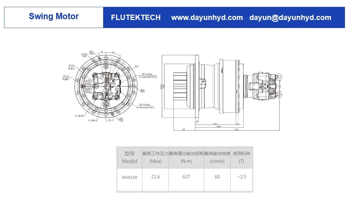 DX60 K1026305A Swing Motor for 6tons Excavator - FLUTEKTECH
