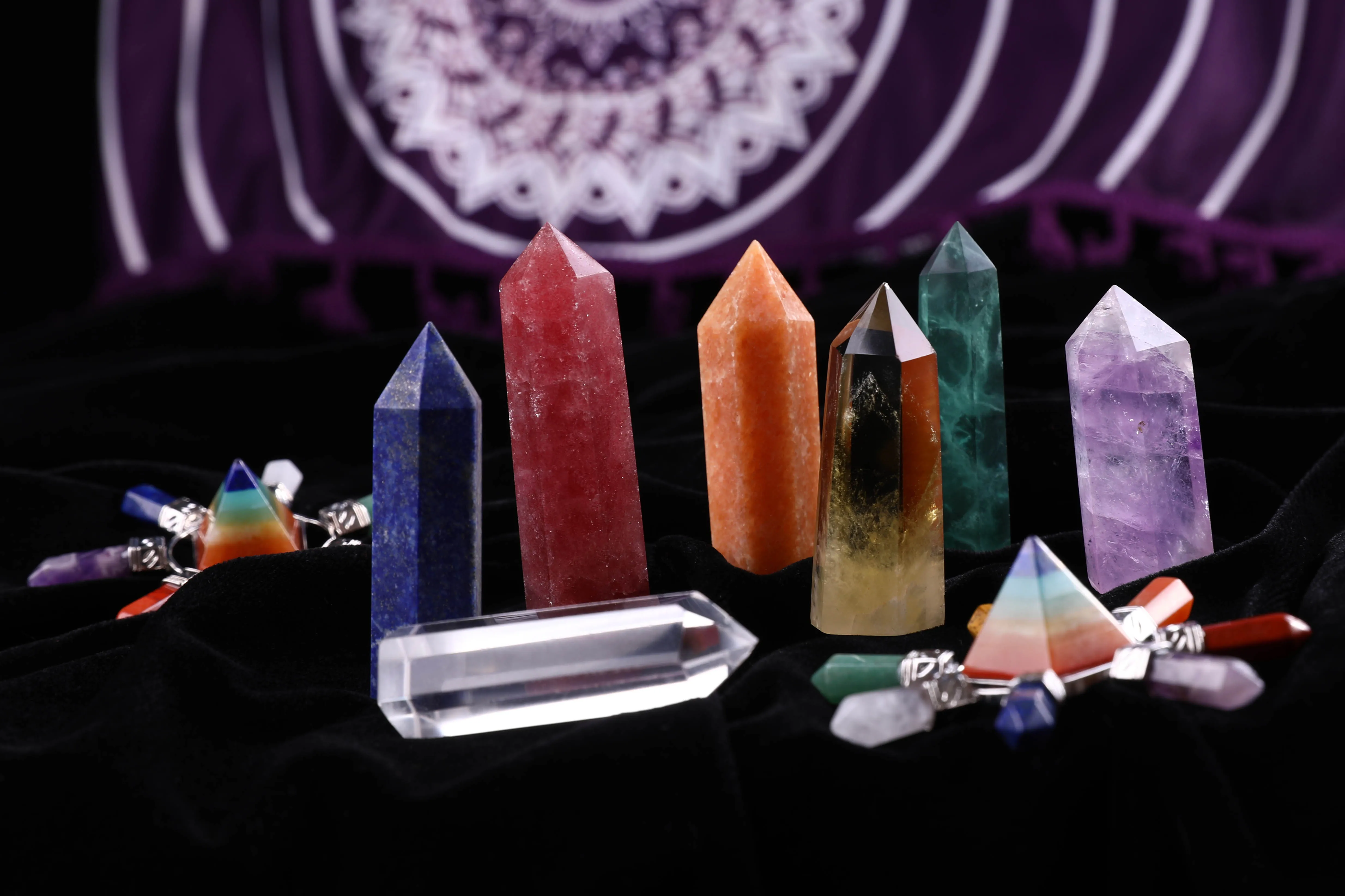 Custom Natural Gemstone Crystal Point Wand Chakra Set Kit Crystals ...