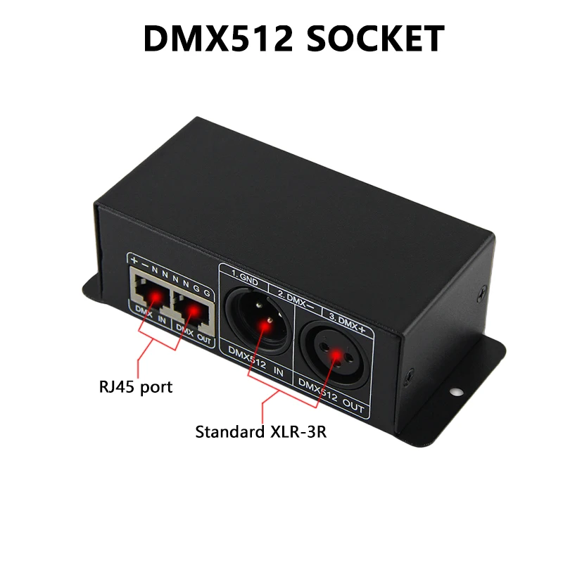 3CH DC5-24V DMX512 Signal Decoder XLR-3 RJ45 Port DMX512/1990 to SPI ...
