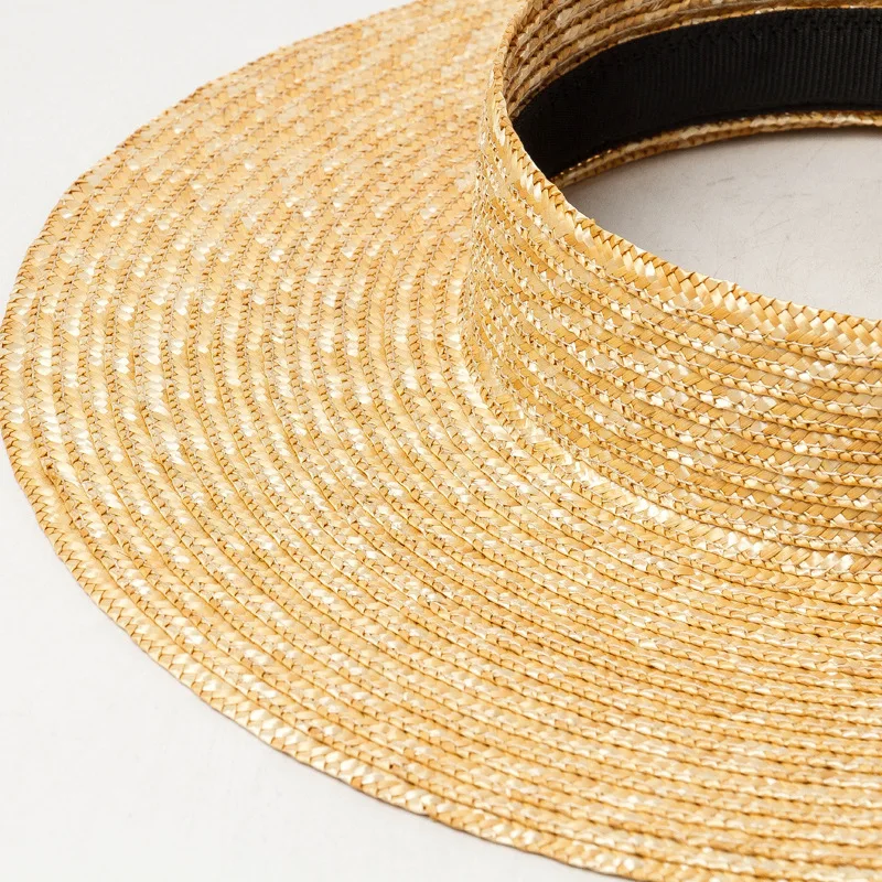 2024 Summer New Open Top Crownless Natural Wheat Straw Visor Sun Cap ...