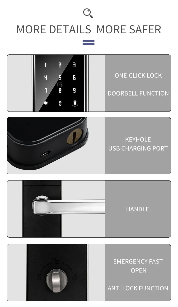 304 Stainless steel IP66 Waterproof 6068 mortise Smart Door Lock ...