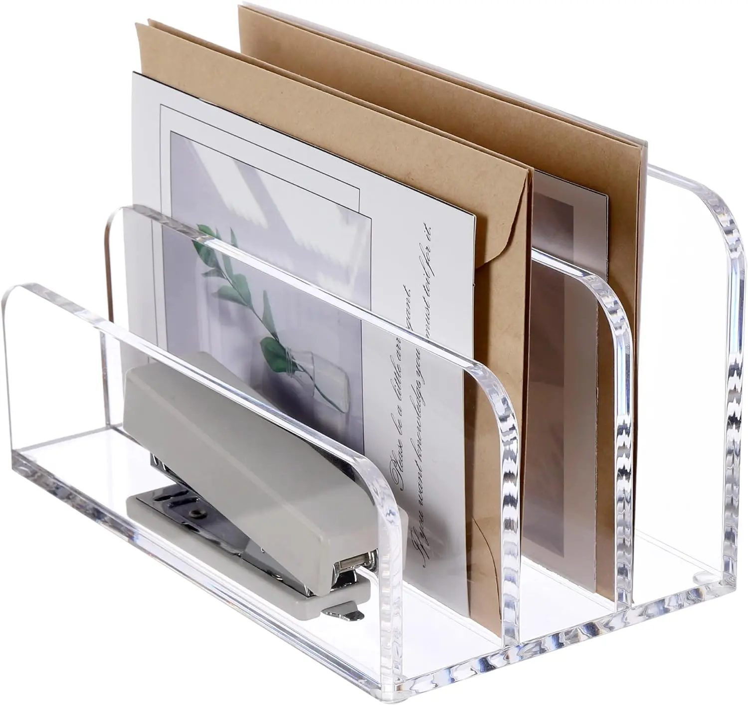 Acrylic File Mail Desktop Organizer Sorters,3 Compartments Laddered ...