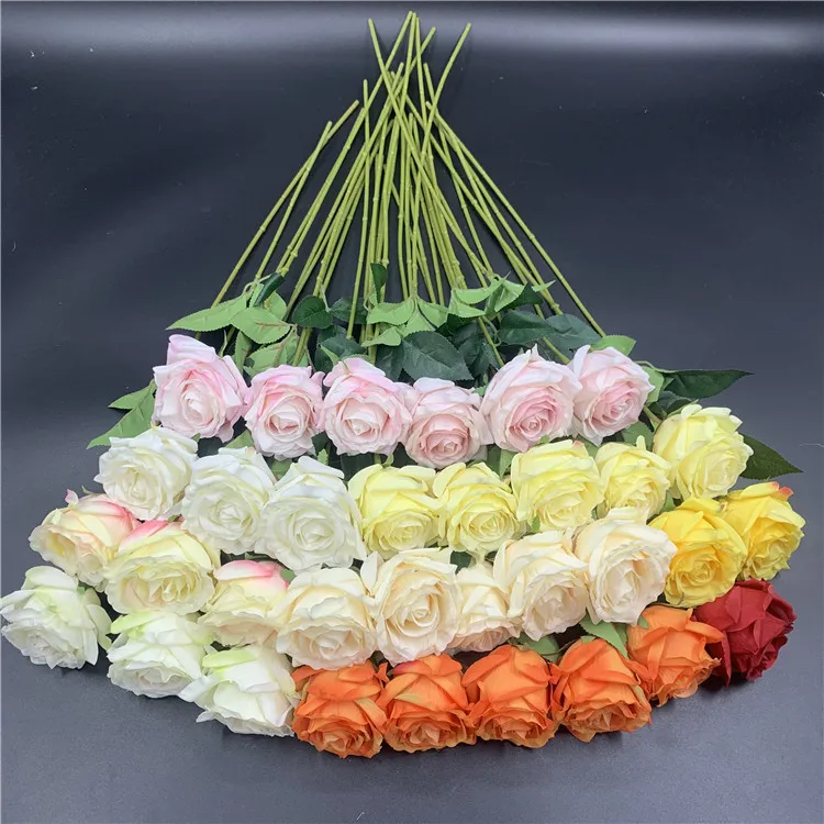 Wholesale Artificial Flower Rose Realistic Single Stem Silk Rose ...