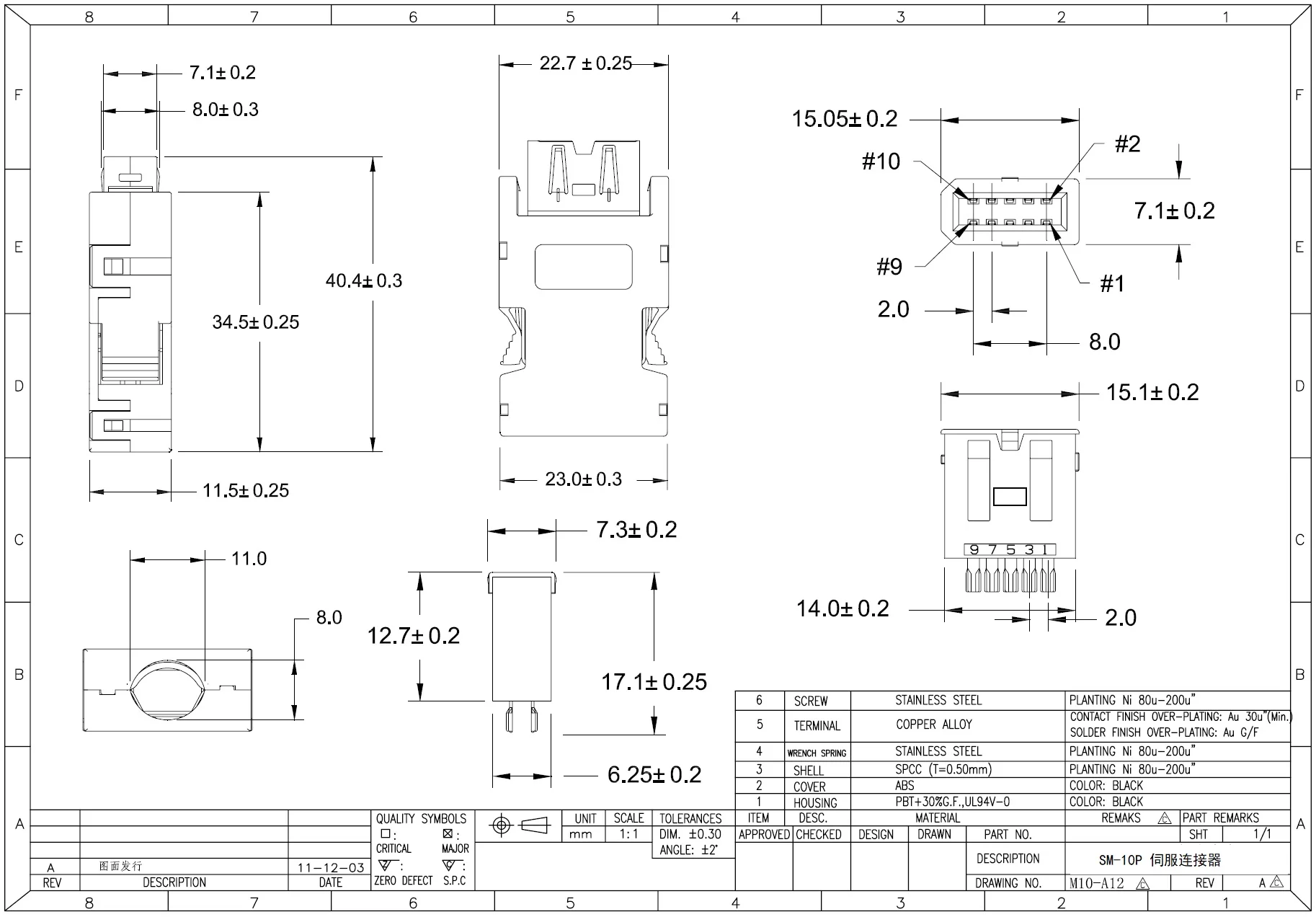 SM-10P 10 Pin Connector for IEEE 1394 Encoder Cable, Compatible with ...