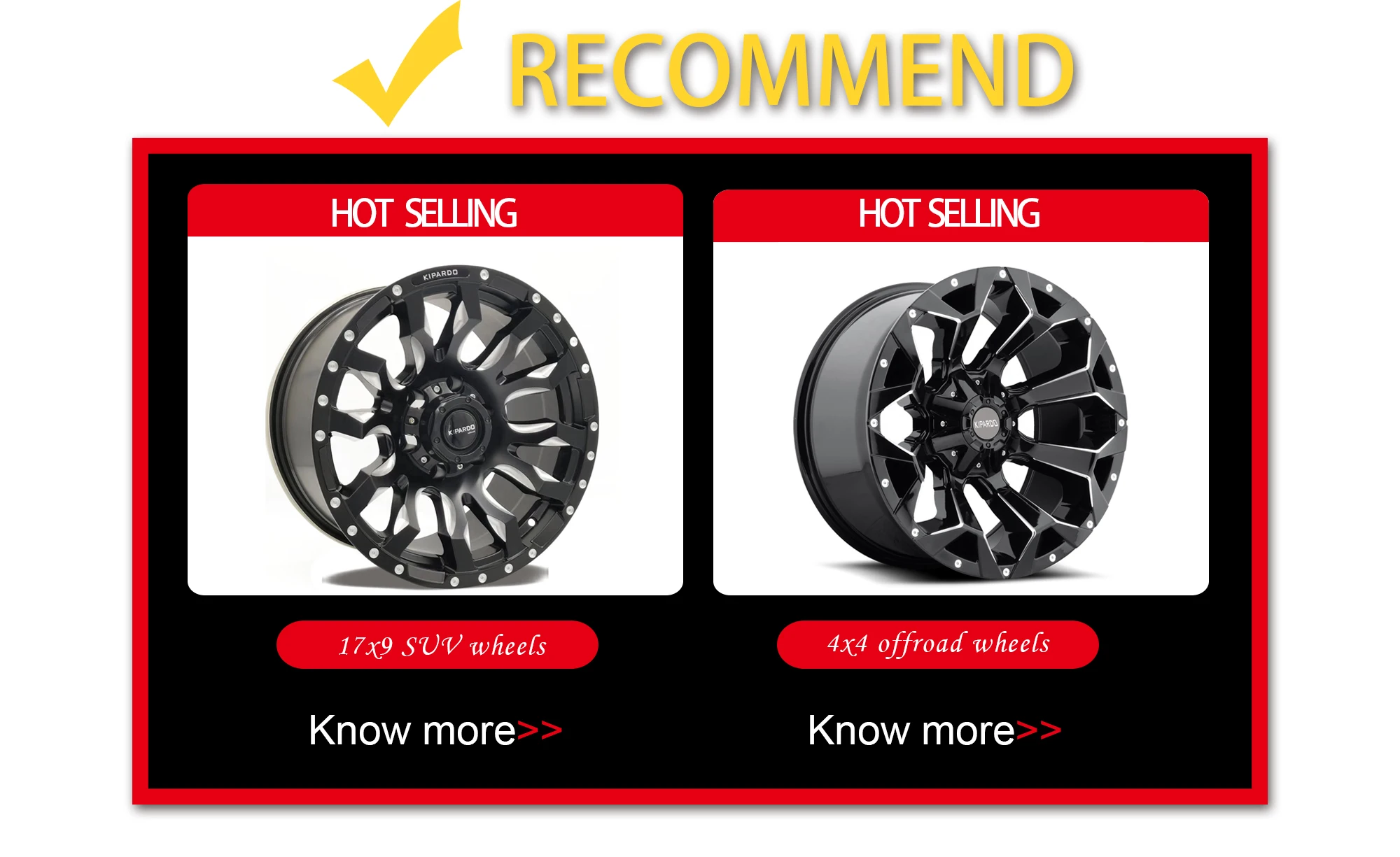 Kipardo TUV Certified Offroad Wheels - Durable & Stylish