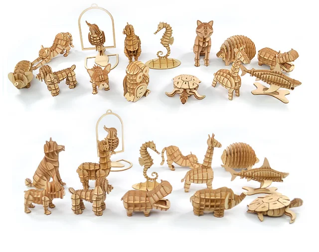 Cpc 3d Animal Wooden Puzzle Board Cartoon Dinosaur Aimals Shark Dog Cat ...