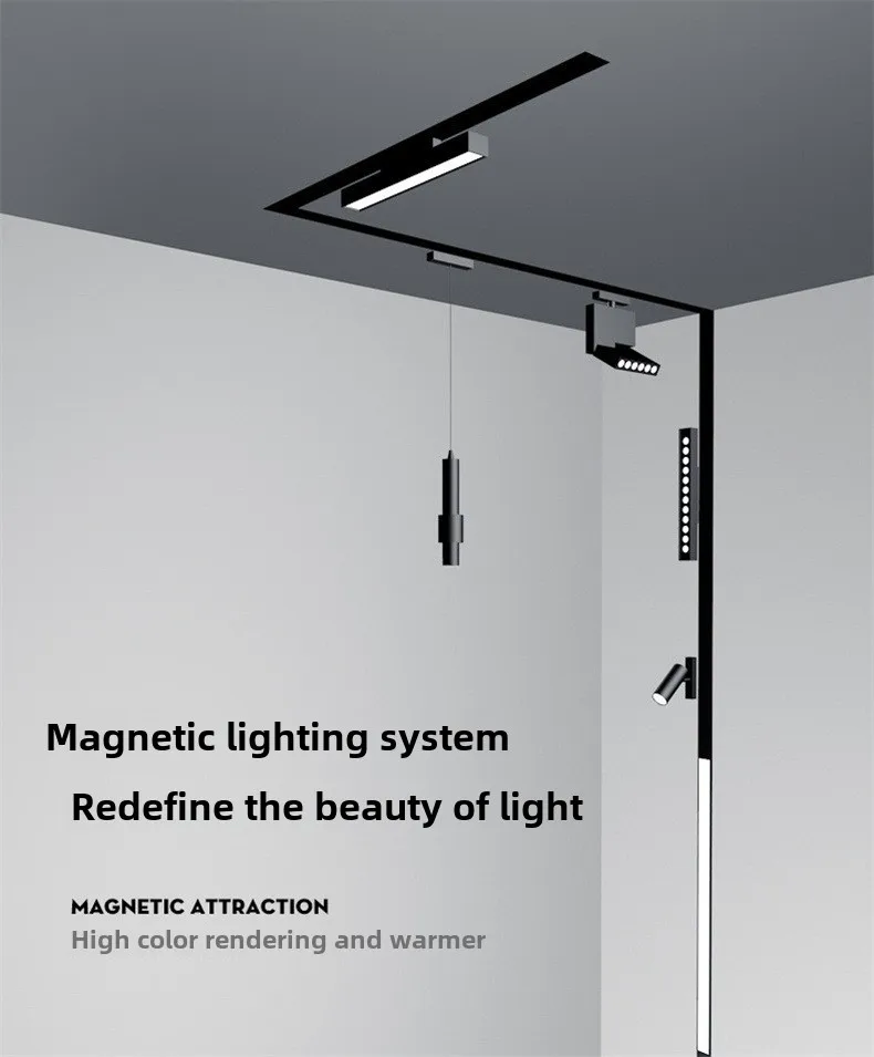 Modern 48V Magnet Lighting Rail Lamp LED Magnetic Track Light System ...