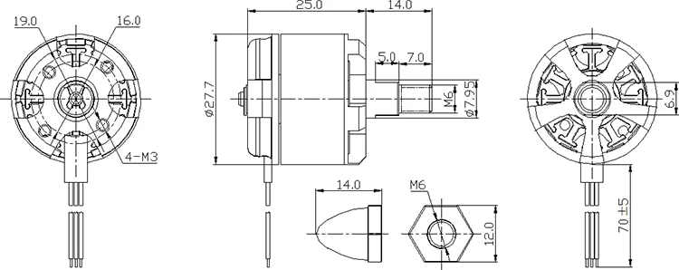 860KV 920KV 1000KV Outrunner Motors for UAV and RC Aircraft