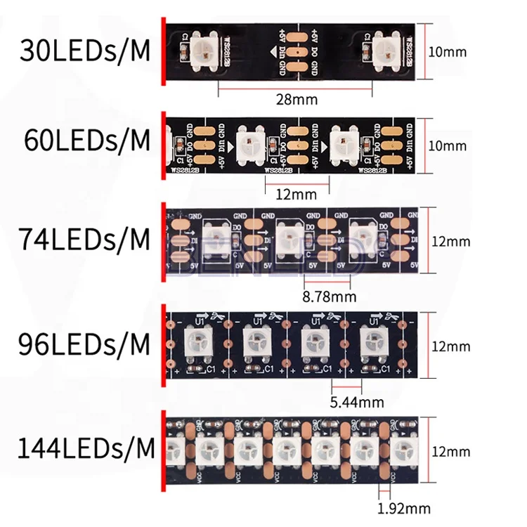 Digital WS 2812B SK6812 Pixel DC 5V Addressable RGB 5 Meter Rolls ...