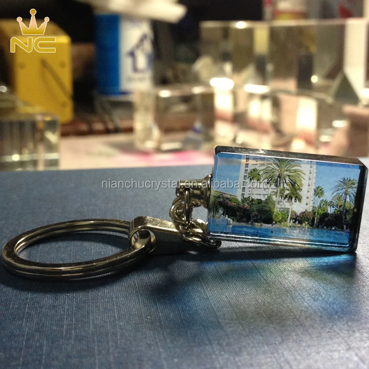 Custom Rectangular Sublimation Crystal Keychain With Colorprinted Photo ...