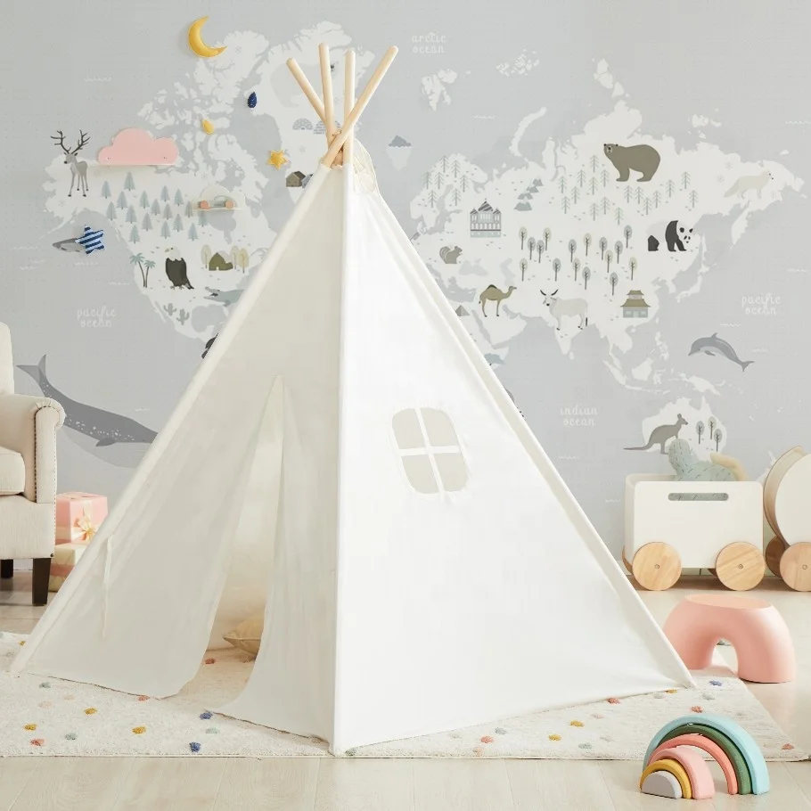 4-walls Teepee Tent - Fun Kids Playhouse with Screen & Window