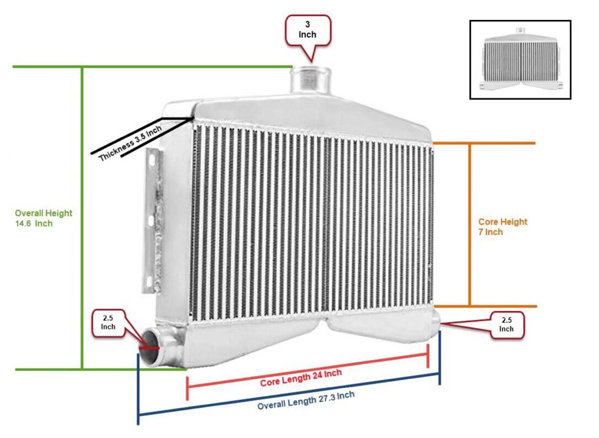 Twin Turbo Intercooler 610*330*90 IC-012 - 400-800hp Capacity