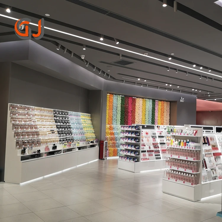 Store Interior Design for Beauty Skin Makeup Display Shelving