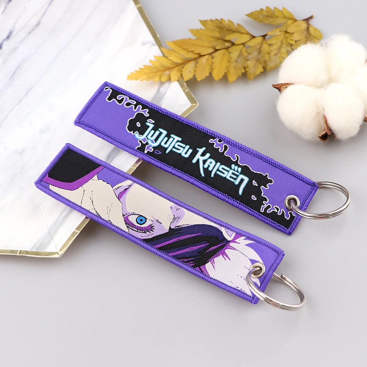 Jujutsu Battle Anime Cartoon Gojo UV Printed Weaving Mark Keychain ...