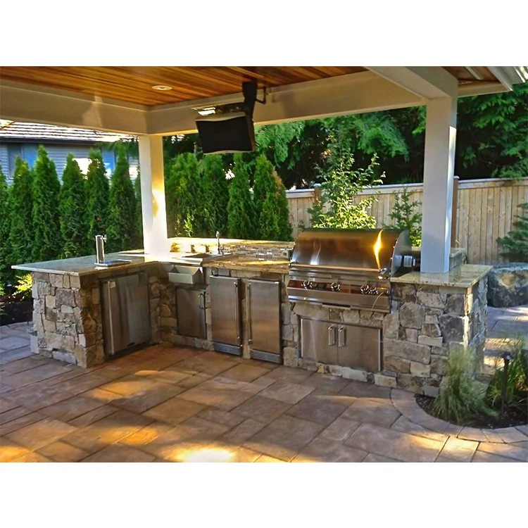 Custom Modular Gardens Outdoor Kitchen - Stainless Steel BBQ Island
