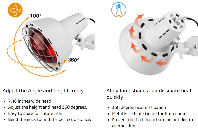 275w Infrared Heat Lamp Red Light Heating Massage For Relieve Joint ...