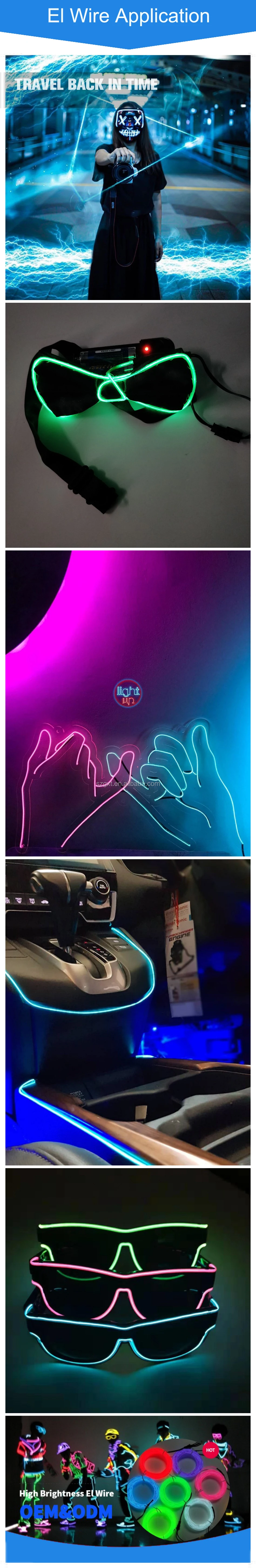 2.3MM Neon Light Glow Motion Chasing Electroluminescent EL Chasing Wire ...