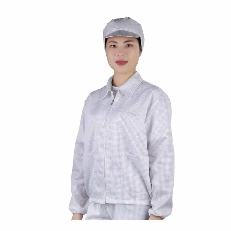 Polyester Grid 5mm Antistatic Esd Smock Short Jacket Long Sleeves White ...